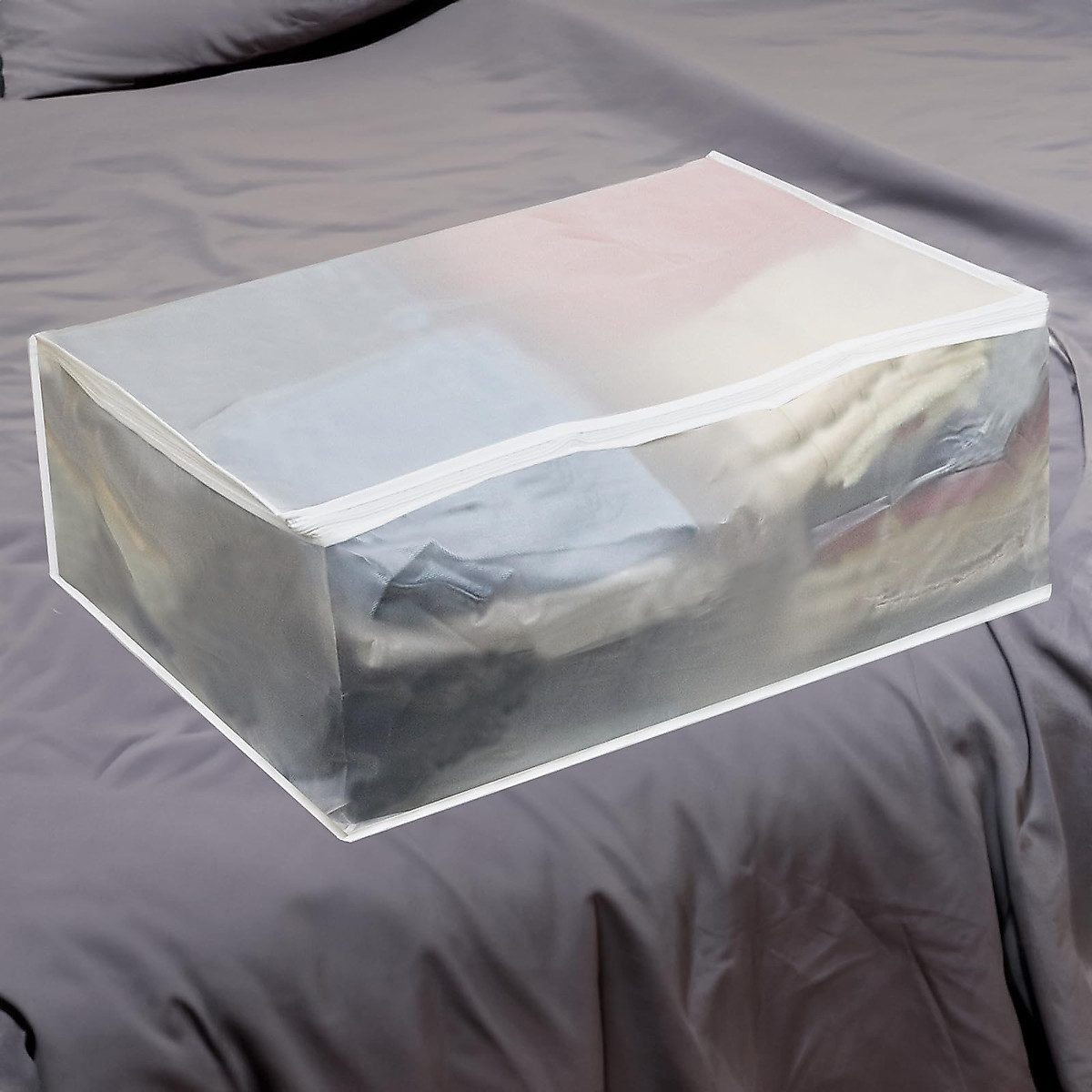 Fordonral Set of 6 Clear Clothes Storage Bags Large Thicken Clothes Organizer Bins for Blanket,Sheets,Quilt,Folded Clothes,Sweater,Jeans, Closet Organizers and Storage 6×60L