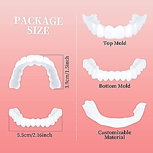 Fake Teeth Kit, 4 PCS Dentures Teeth for Women and Men, Dental Veneers for Temporary Teeth Restoration, Nature and Comfortable, Protect Your Teeth and Regain Confident Smile