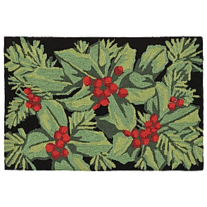 Liora Manne Holly Berries Indoor/Outdoor Rug, 2' X 3', Black