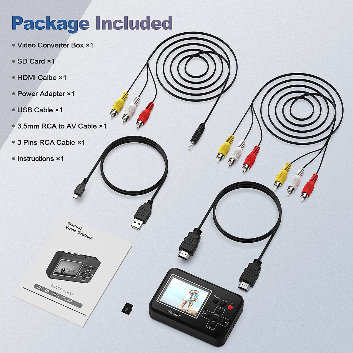 DIGITNOW Video to Digital Converter, VHS to Digital Converter to Capture Video from VCR's, VHS Tapes, Hi8, Camcorder, DVD, TV Box and Gaming Systems