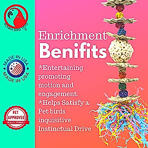 Bonka Bird Toys 3612 Sola Tower Vine Palm Sola Shred Paper Natural Hanging Beak Feet Parrot Cockatoo Accessories Parrotlet African Grey…