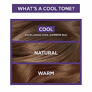 L'Oreal Paris Excellence Cool Supreme Permanent Hair Color, Ash, 100 Percent Gray Coverage Hair Dye, Anti-Brass regimen includes gentle shampoo, and an anti-brass conditioner