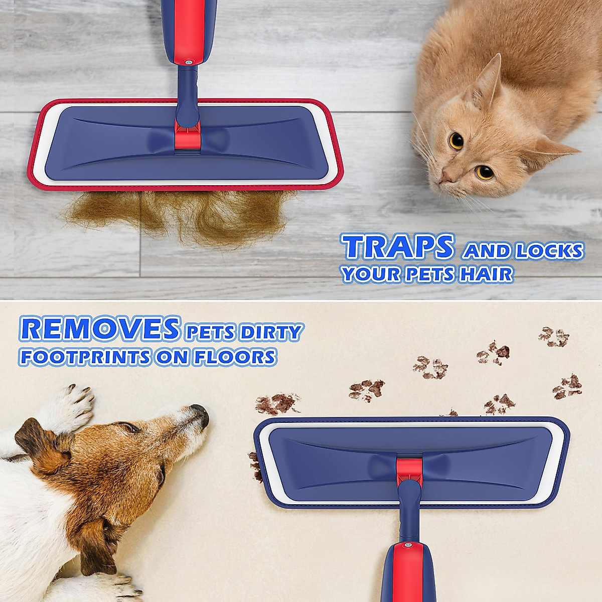 Wet Mops Dust Mops for Hardwood Floor Cleaning - MEXERRIS Spray Mops with 4X Reusable Washable Pads 2X Bottles Microfiber Wood Floor Mop Home Commercial Use for Hardwood Wood Laminate Ceramic Tiles