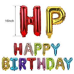 Happy Birthday Banner (3D Mixture color Lettering) 16 Inch Mylar Foil Letters, Inflatable Party Decor and Event Decorations for Kids and Adults, Reusable, Ecofriendly Fun