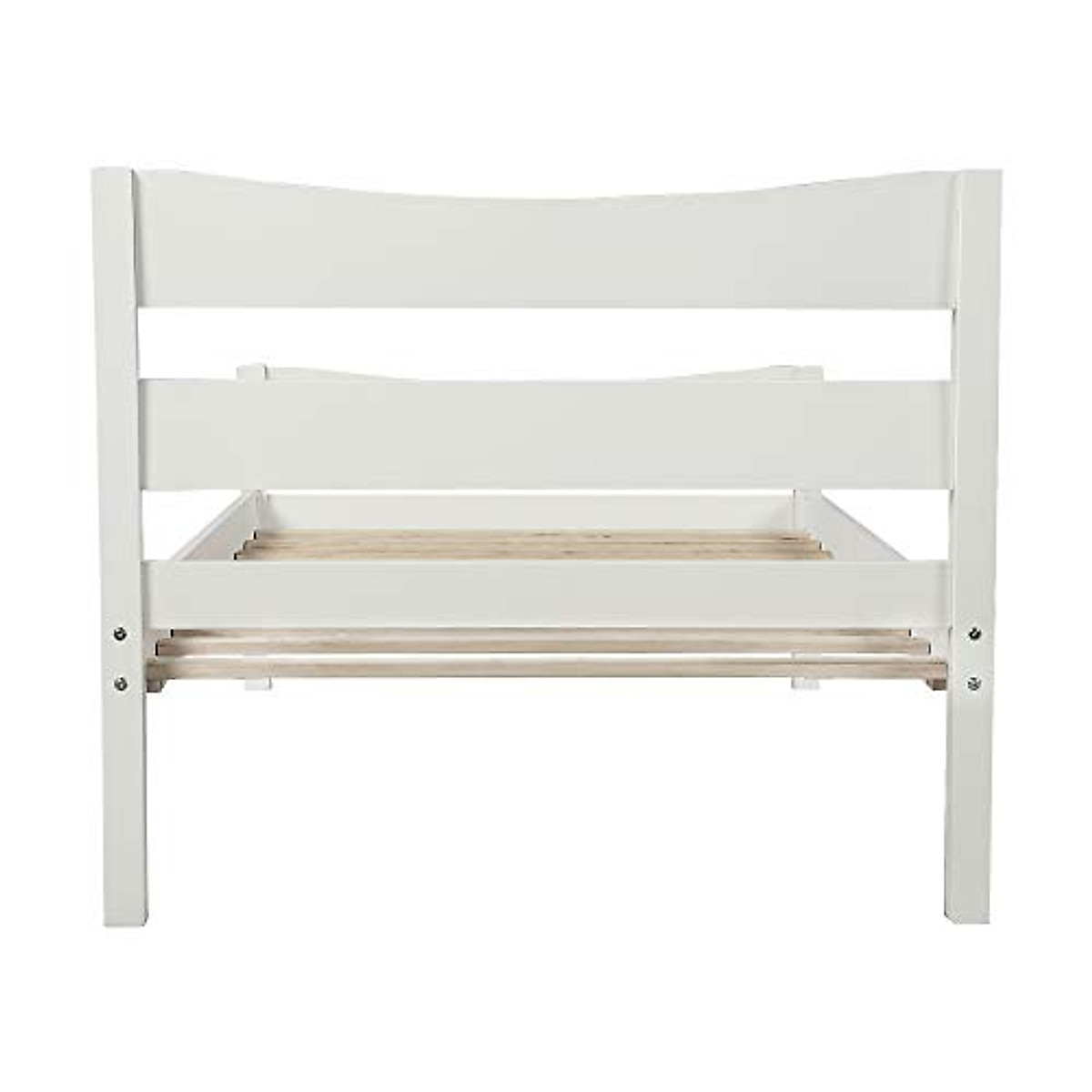 SOFTSEA Twin Size Platform Bed Frame, Wood Kid's Bed Frame with Headboard and Footboard, Mattress Foundation No Box Spring Needed (White)