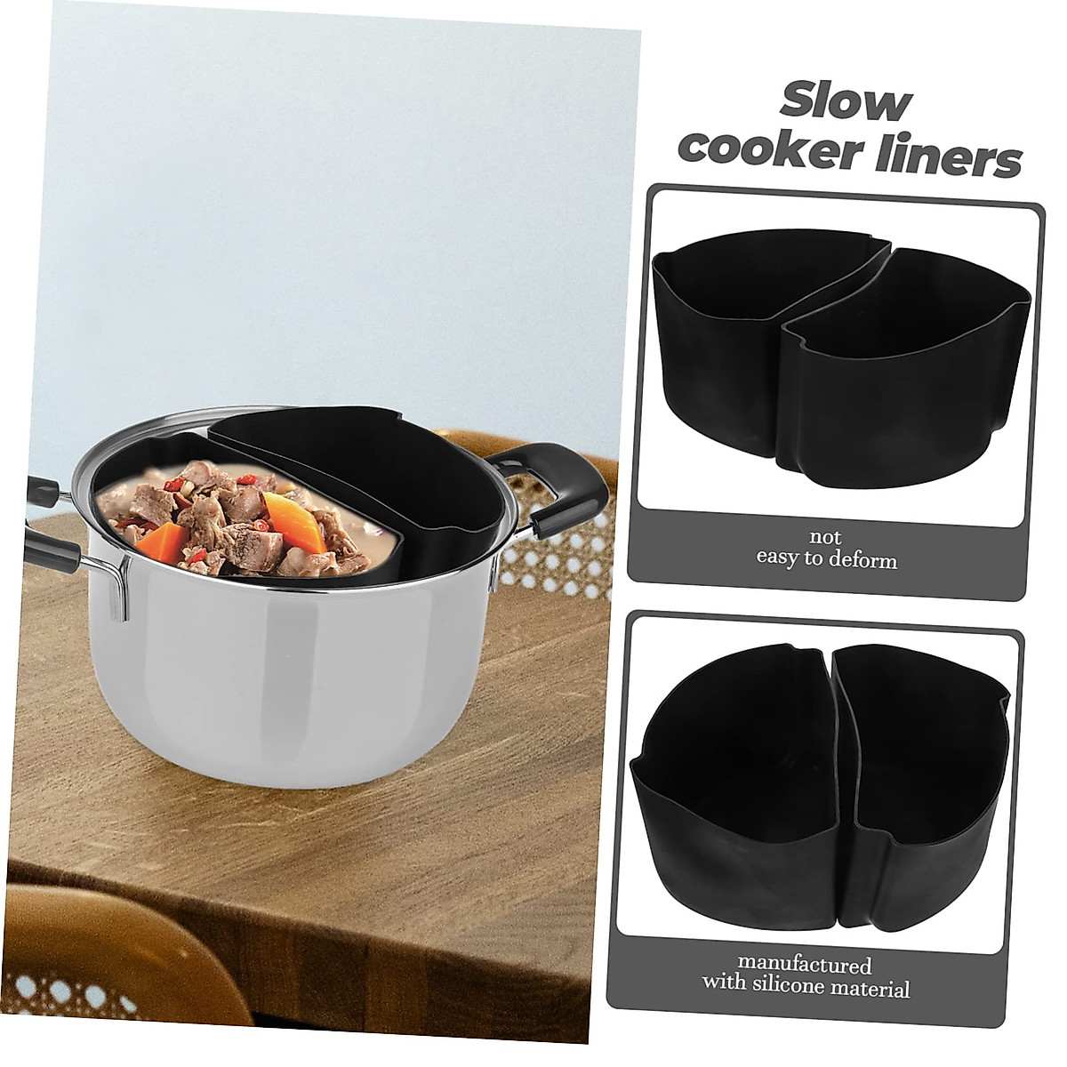 Luxshiny 1 set Partition silicone cookware heat-resist slow cooker liner Insert rice cooker black rice cooker insert Partition plate odorless daily use rice cooker black