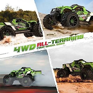 RIAARIO 1:18 RC Cars for Boys, 36 KPH High Speed Remote Control Car for Adults, All Terrain 4WD Electric Vehicle with 2.4 GHz Remote Control, Offroad Waterproof RC Trucks with 2 Rechargeable Batteries