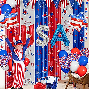 Red White and Blue Balloons Party Decorations with Patriotic Theme Foil Fringe Curtain for Graduation Party Supplies Nautical Veterans Memorial Day 4th of July Balloon Arch Decorations