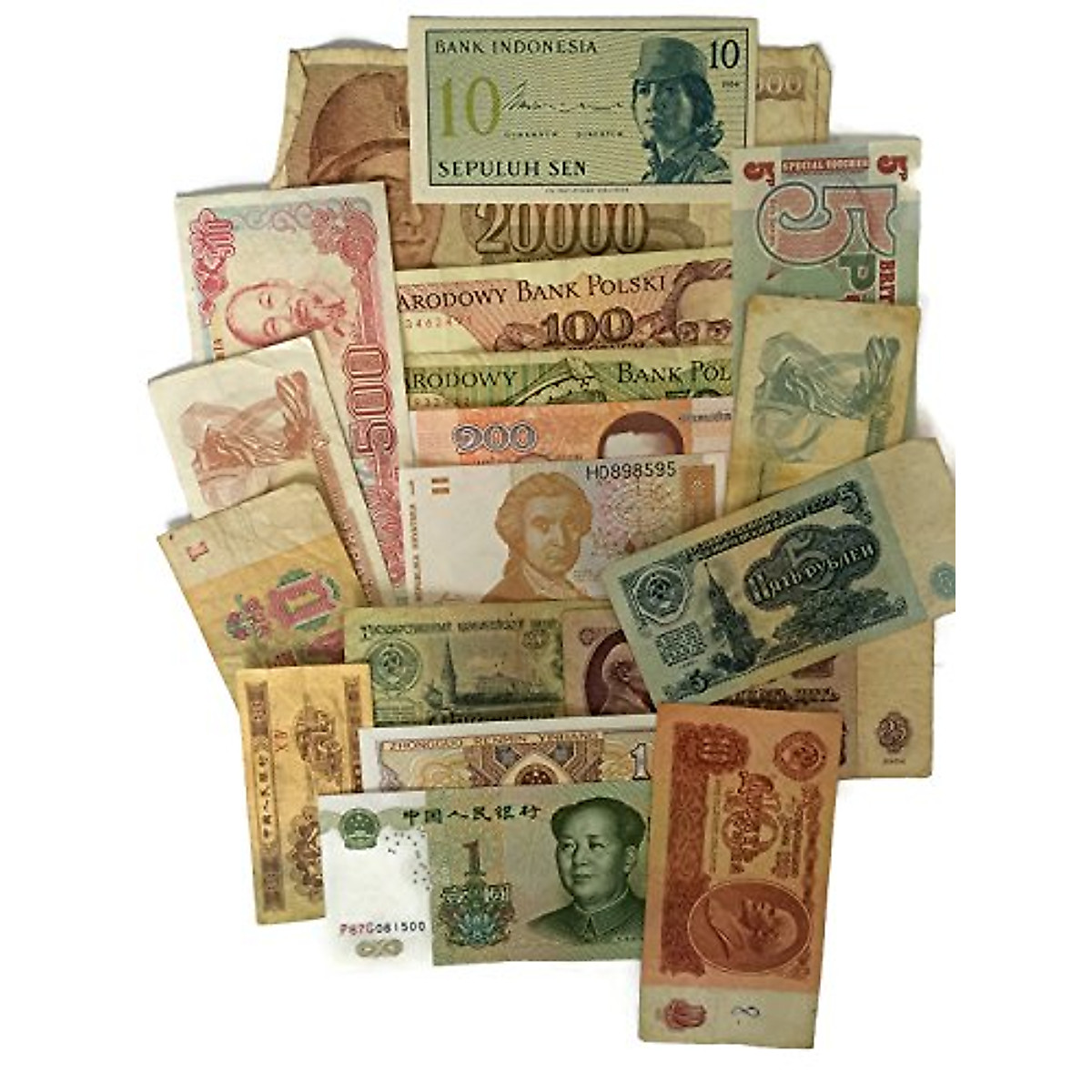 Lot of 18 Different Collectible Banknotes, Old and Uncirculated