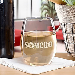 FX Sons of Anarchy SAMCRO Laser Engraved Stemless Wine Glass