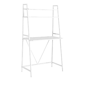Monarch Specialties Workstation-Ladder Style Computer Desk with Shelves-Metal, 32" L, White