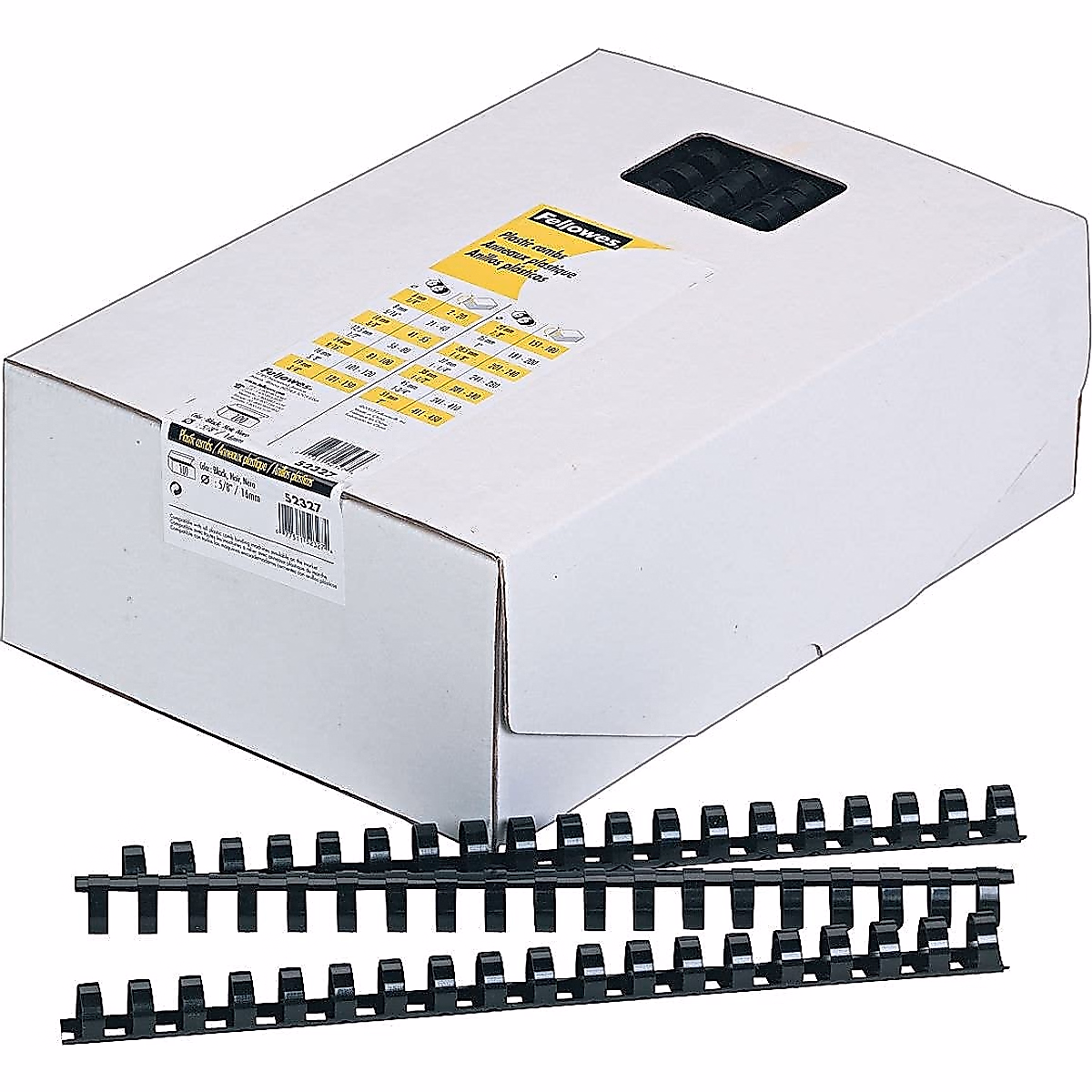 Fellowes "Fellowes 52327, Plastic Combs - Round Back, 100 pack, Black, "5/8"",120 sheet capacity"