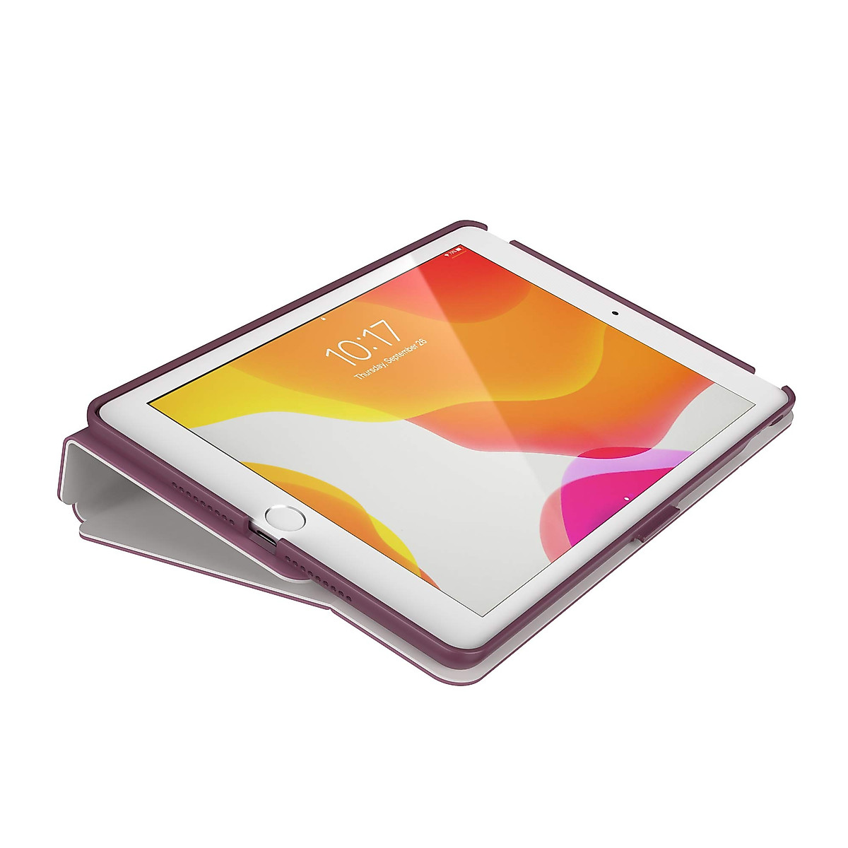 Speck Balance Folio Case for iPad 10.2 Inch (2019-2021) - Drop & Camera Protection, Slim Multi Range Stand, Apple Pencil Holder - Plumberry Purple/Crushed Purple/Crepe Pink