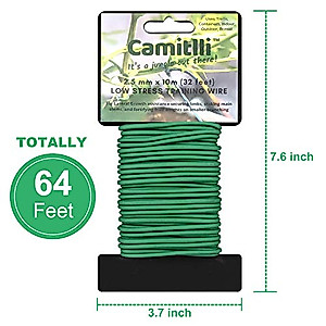 CAMITLLI Reusable Garden Plant Wire Twist Tie, Plant Ties Heavy Duty Soft Wire Tie for Gardening Home Office (Green, 2PCS X 32.8feet Total, 65.8feet)