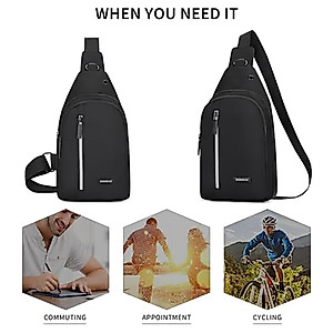 Gurislife Sling Bag for Men,Small Backpack Crossbody Bags，small Shoulder Bag With Reflective Strip Shoulder for Work Hiking and Daytrips,Black-903