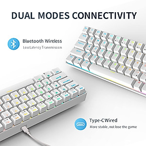 RK ROYAL KLUDGE RK68 (RK855) Bluetooth Wireless/Wired 65% Mechanical Keyboard, 68 Keys RGB Hot Swappable Blue Switch Gaming Keyboard with Software for Win/Mac