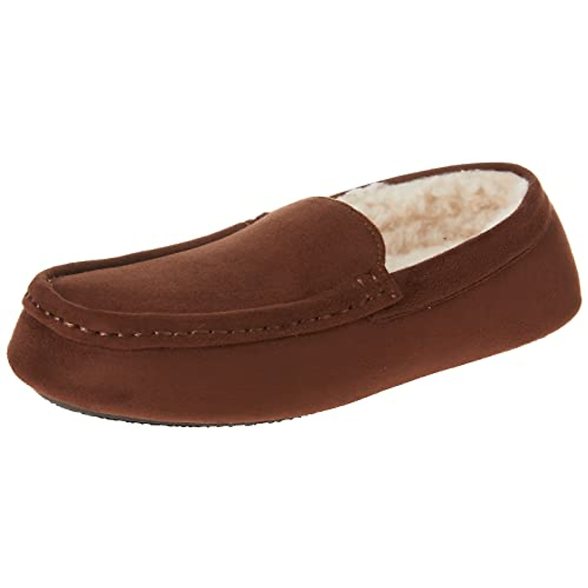 Amazon Essentials Men's Moccasin Slipper, Dark Toffee Brown Microsuede, 9
