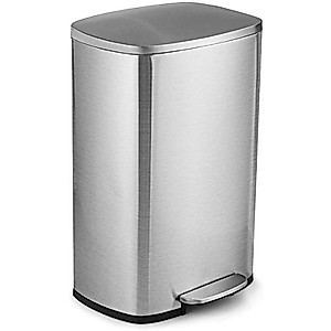 Casart Stainless Steel Trash Can with a Handle, Step Waste Bin with Inner Buckets and Hinged Lids, Perfect for Home and Office, 13.2 Gallon