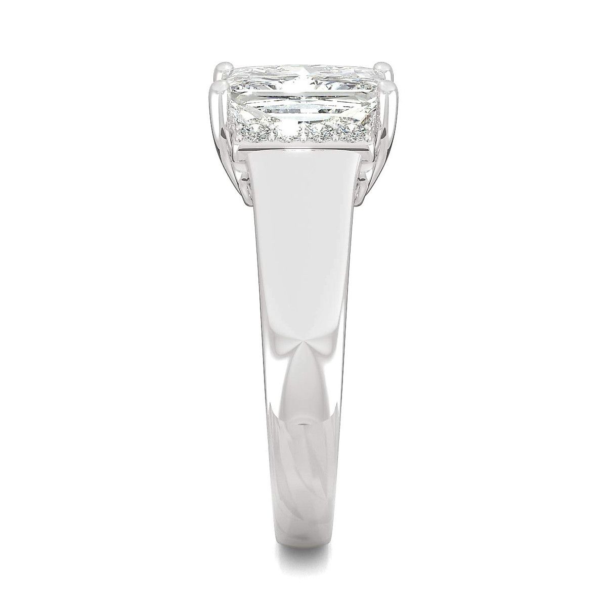 Charles & Colvard Created Moissanite 8.5mm Princess Cut Fashion Ring for Women | 3.72 cttw DEW | Lab Grown | Solid 14K White Gold with Rhodium | Size 7