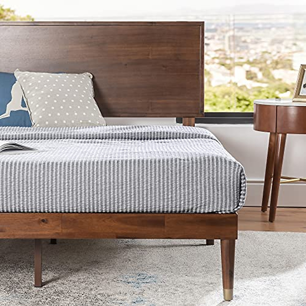 ZINUS Raymond Wood Platform Bed Frame with Adjustable Wood Headboard / Solid Wood Foundation / Wood Slat Support / No Box Spring Needed / Easy Assembly, Full