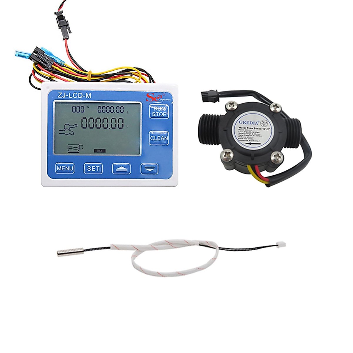 GREDIA Digital LCD Display Quantitative Controller Water Control + 1/2" Hall Effect Flow Sensor Flowmeter