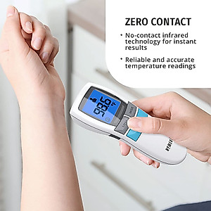 HoMedics No-Touch Infrared Thermometer, Reliable and Accurate Body Temperature Readings, Ultra-Fast Results, Digital Display for Fahrenheit or Celsius, Quiet Nighttime Mode and High-Fever Alarm