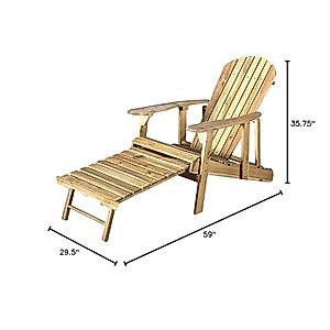 Christopher Knight Home Hayle Reclining Wood Adirondack Chair with Footrest, Natural Stained