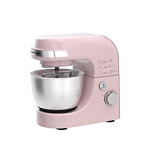 Hamilton Beach Electric Stand Mixer, 4 Quarts, Dough Hook, Flat Beater Attachments, Splash Guard 7 Speeds with Whisk, Rose