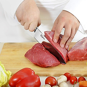 Chef Knife, VIPON 8 inch High Carbon Stainless Steel Kitchen Knife Ergonomic Handle Durable Blade Sharp Butcher Knife with Guard&Gift Box