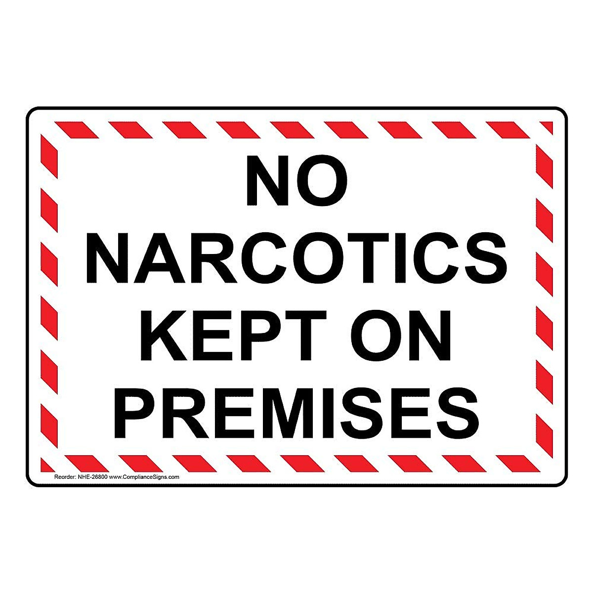 ComplianceSigns.com No Narcotics Kept On Premises Label Decal, 5x3.5 in. 4-Pack Vinyl for Alcohol/Drugs/Weapons