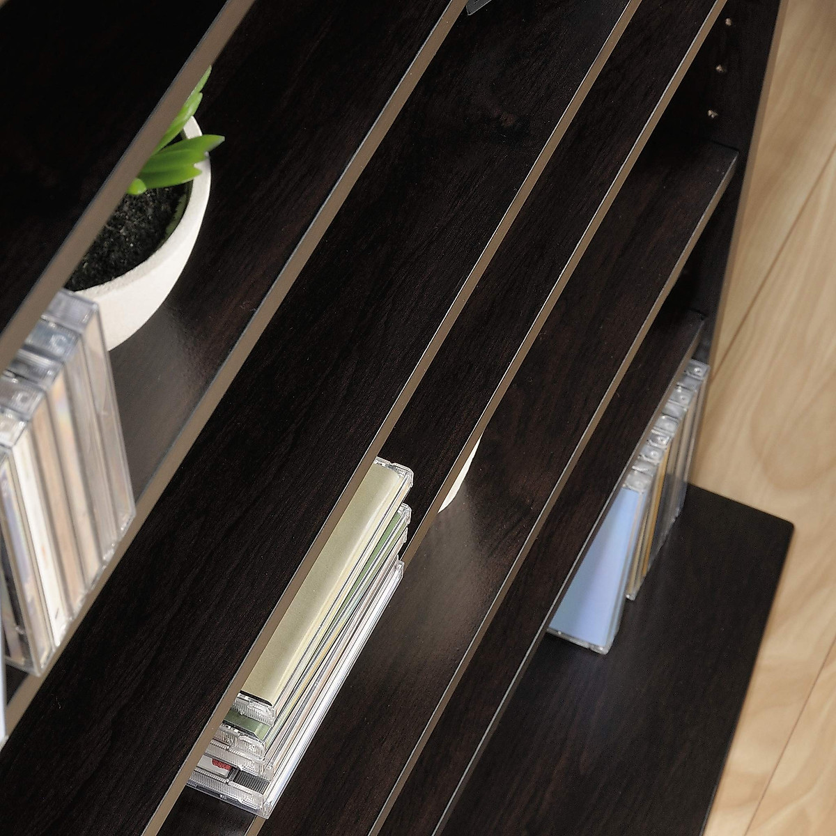 Sauder Multimedia 7 tier Storage Tower, Cinnamon Cherry finish