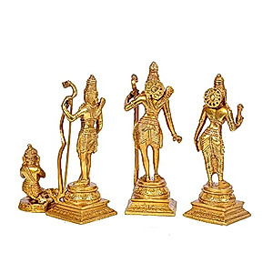 AONA Brass Shri Ram Darbar Statue Idol Ram Darbar Rama Height 8 inch