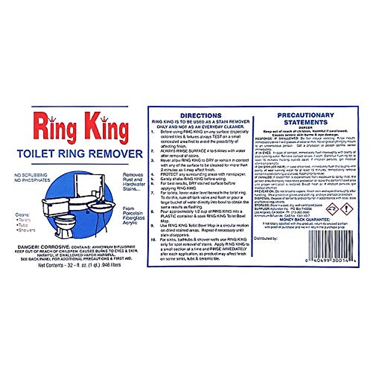 Ring King Toilet Ring Remover, Toilet Bowl Ring Cleaner, Multi-Surface Calcium stain, Water Stain, Rust stain, Red clay stain, Lime stain remover, Fast Acting No Scrubbing