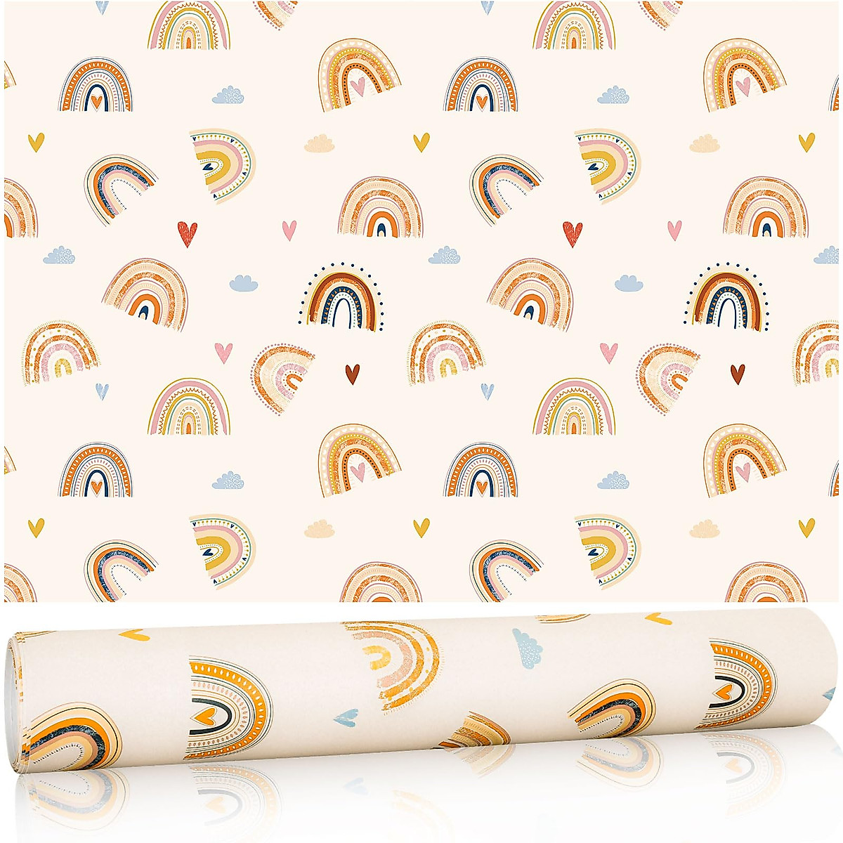 Whaline 10 Sheets Boho Rainbow Drawer Liners White Tea Scented Shelf Liners Fragrant Drawer Paper Liners for Home Drawer Dresser Shelf Closet Cabinet, 19.5 x 14 Inch