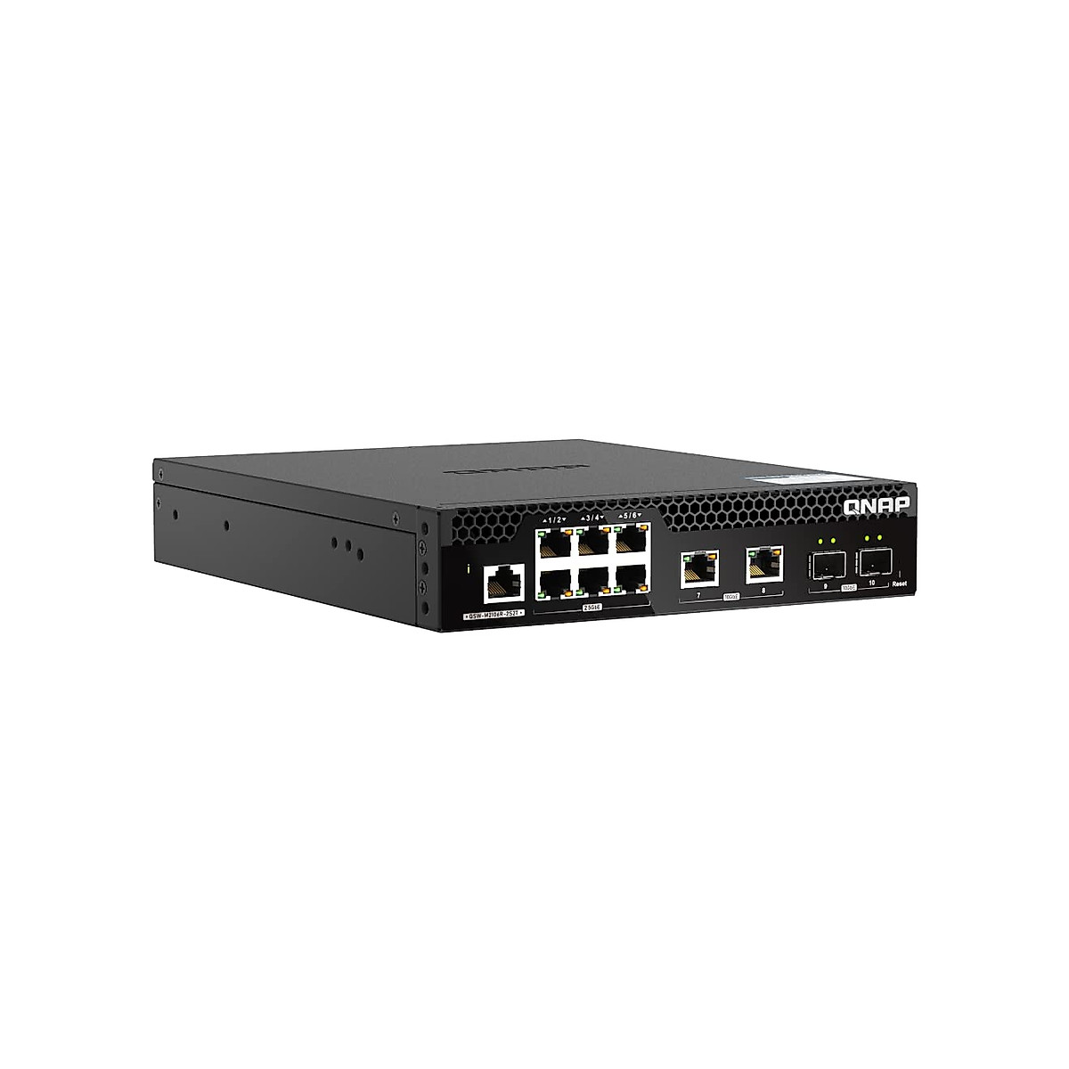QNAP 10-Port 10GbE Half-Width Rackmount Layer 2 Managed Switch with 2 x 10GbE SFP+, 2 x 10NBASE-T RJ45, and 6 x 2.5GbE RJ45 Ports (QSW-M2106R-2S2T-US)