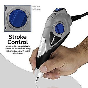 NEIKO 10576A Handheld Electric Engraver Tool, Etching Tool, 120V, Tungsten Carbide Tip, Electric Engraving Pen for Metal, Wood, Glass, & Plastic, Engraving Machine Scriber, Customizer Etcher Stencils