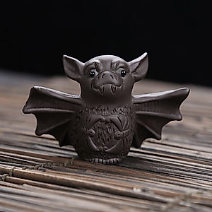 Ceramics Cute Bat Statue Sculpture Frgurine Tea Pet Gift for Home Office Room Desktop Display Decorative Decoration