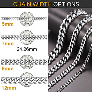 Mens Necklace Cuban Chain Choker 12mm 14inch Stainless Steel Choker Neck Chains for Men