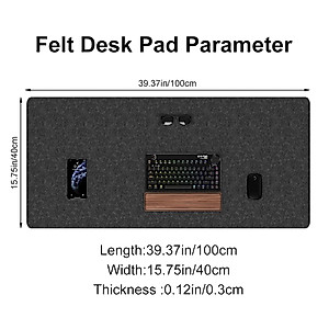 DAWNTREES Large Felt Desk Pad , 40''x16'' Full Desk Mouse Pad, Desk Pad for Keyboard ,Computer Mat for Desk ,100X40cm Felt Desk Mat for Desk Pad Protector