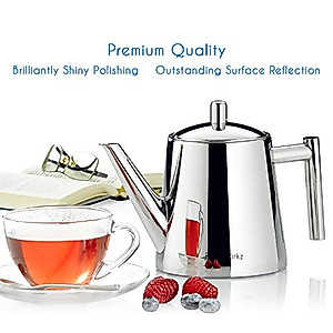 Easyworkz Stainless Steel Teapot with Removeable Infuser 50 oz (1500ml) Stovetop Tea Maker for Fruit Herbal and Infusion