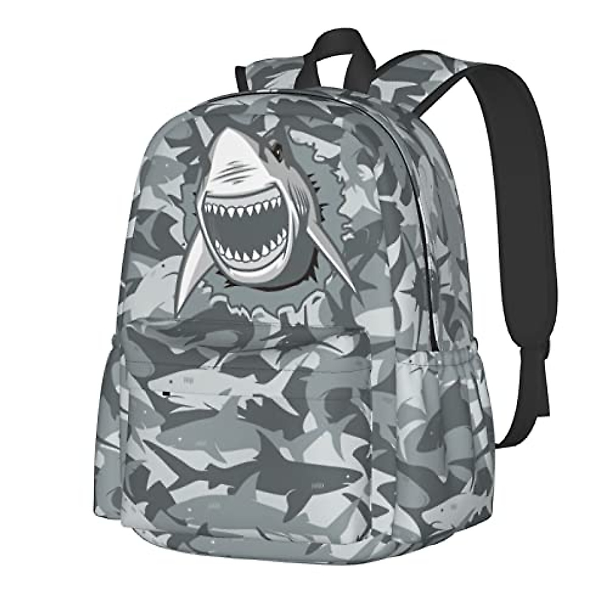Shark Backpack Adjustable Strap Shoulder Bag Laptop Backpack Casual Daypack For Travel Work 16 Inches