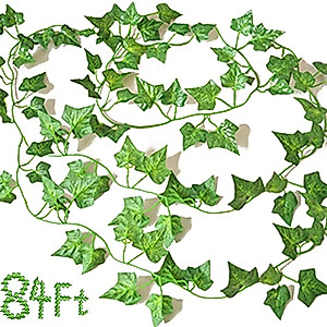 YAHUAA 12 Pack 84Ft Artificial Ivy Garland Fake Plants, Fake Ivy Leaves Greenery Garlands Hanging Plant Vine for Aesthetic Bedroom Garden Party Wedding Wall Room Christmas Decor