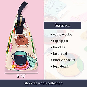 Kate Spade New York Cute Lunch Bag for Women, Large Capacity Lunch Tote, Adult Lunch Box with Silver Thermal Insulated Interior Lining and Storage Pocket, Rise and Shine