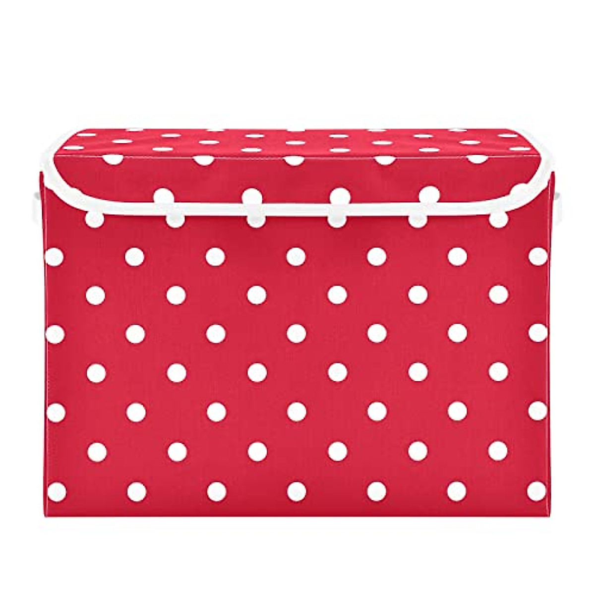 Kigai Storage Basket Red Polka Dot Storage Boxes with Lids and Handle, Large Storage Cube Bin Collapsible for Shelves Closet Bedroom Living Room, 16.5x12.6x11.8 In