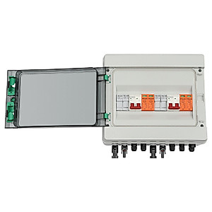 PV Combiner Box, 2 String Solar Combiner Box with 32A Current Fuse, Surge Protective Device Air Circuit Breaker for On/Off Grid Solar Panel System