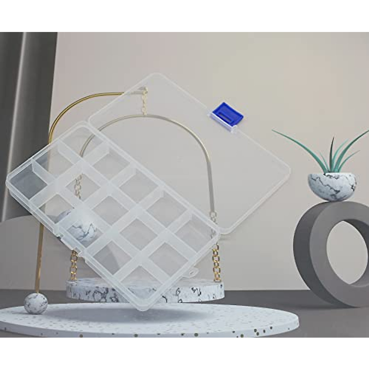 Yansanido 4 Pcs 15 Grids Clear 6.85 Inch x 3.85 Inch Adjustable Small Removable Clear Plastic Jewelry Organizer Divider Storage Box Jewelry Earring Tool Containers (4 Pcs Clear)