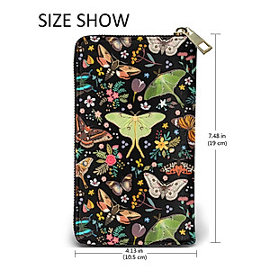 YISHOW Magic Butterflies Wallet Slim Thin Leather Purse Wallet With Zip Around Clutch Casual Handbag For Phone Key Credit Cards
