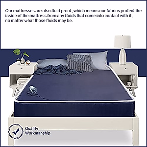 Treaton, 5-Inch Medium Firm Water Resistance Nylon Vinyl Dual Sided Mattress, Noiseless, Soft Cloud Feeling, Body Heat Reflection, Good for Hospital and Camp, Twin, Blue