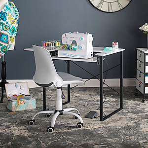 Calico Designs Back, Modern, Swivel, Office Contoured Folding Task Chair, White/Grey (18617)