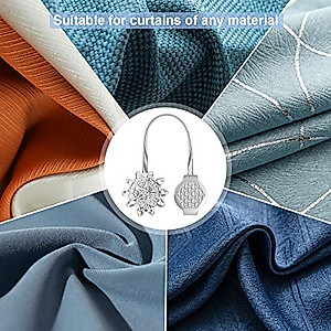 AULEEP Magnetic Curtain Tiebacks, 4 Pack Magnetic Decorative Drapes Curtain Clips Buckle, Flower Curtain Tie Back, European and American Style (Silver)